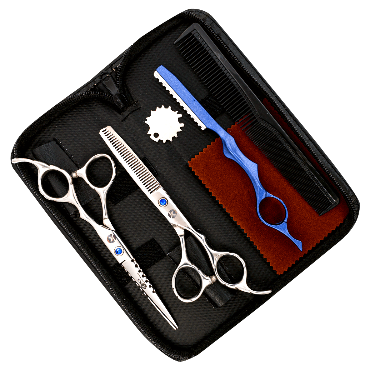 Right Handed Blue Crystal 6.0" Barber Scissors Set – K5 International